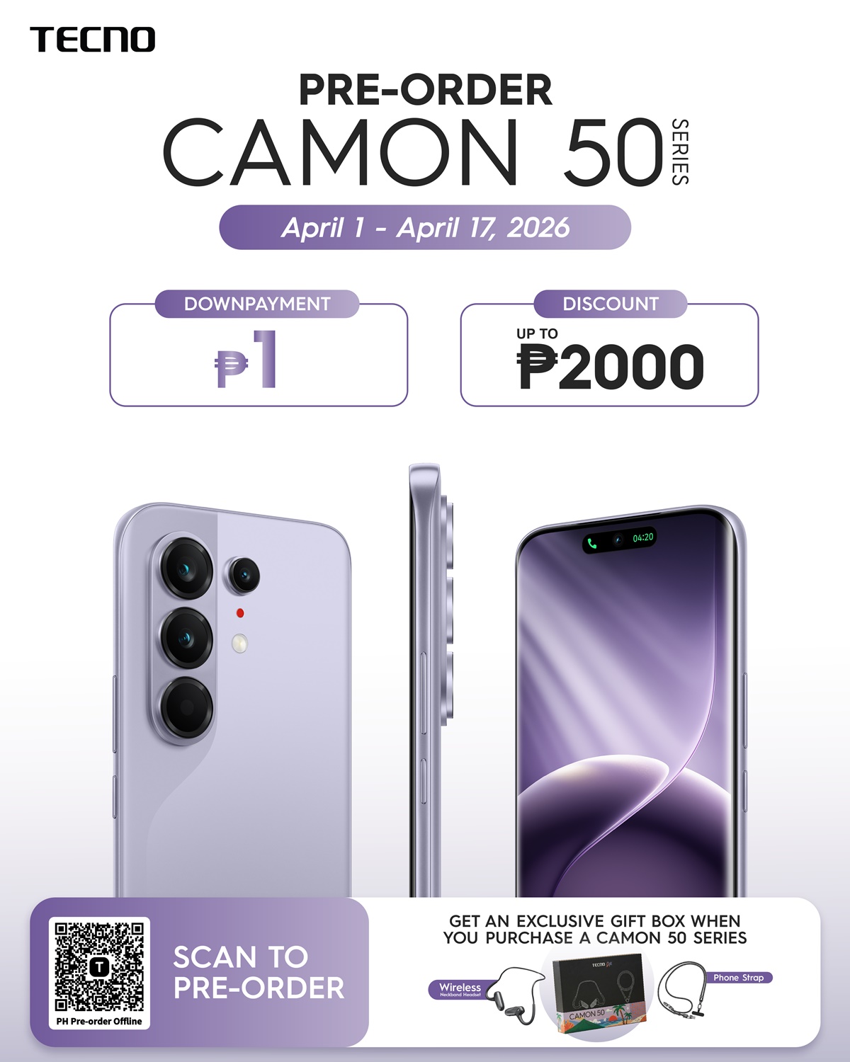 P1 Pre-Order, Up to P2,000 Off! TECNO CAMON 50 Series Back with ...